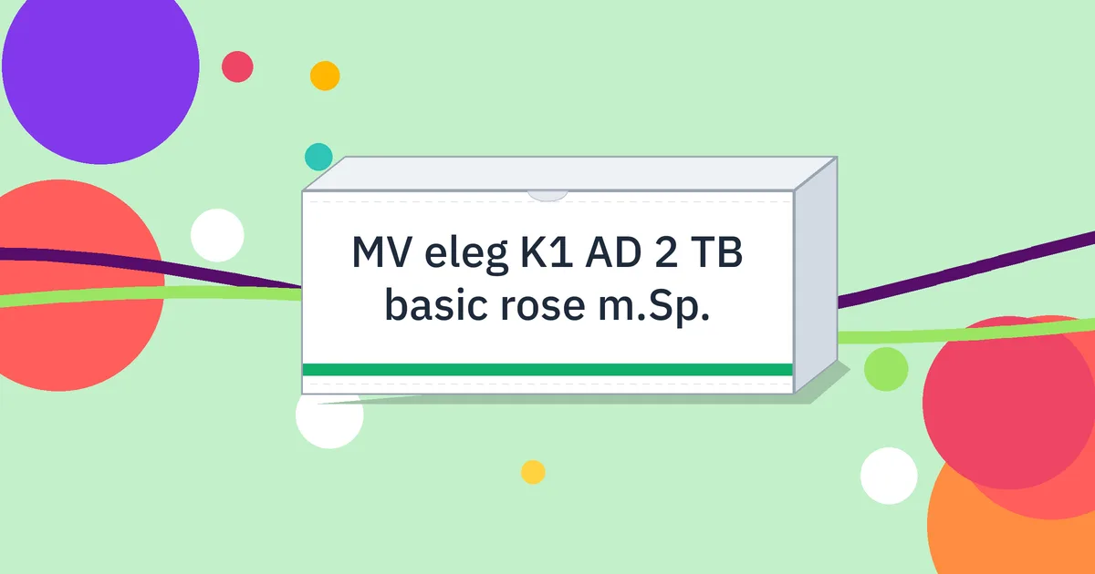 Symbolbild: Packung mit der Aufschrift MV eleg K1 AD 2 TB basic rose m.Sp. (PZN 14686426) – Verfügbarkeit und Bezug in Apotheken in Frankfurt am Main