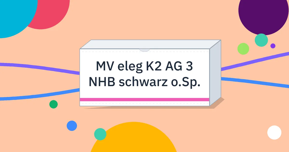Symbolbild: Packung mit der Aufschrift MV eleg K2 AG 3 NHB schwarz o.Sp. (PZN 15731399) – Verfügbarkeit und Bezug in Apotheken in Frankfurt am Main