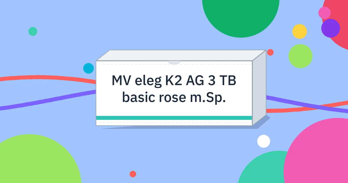 Symbolbild: Packung mit der Aufschrift MV eleg K2 AG 3 TB basic rose m.Sp. (PZN 14700787) – Verfügbarkeit und Bezug in Apotheken in Frankfurt am Main