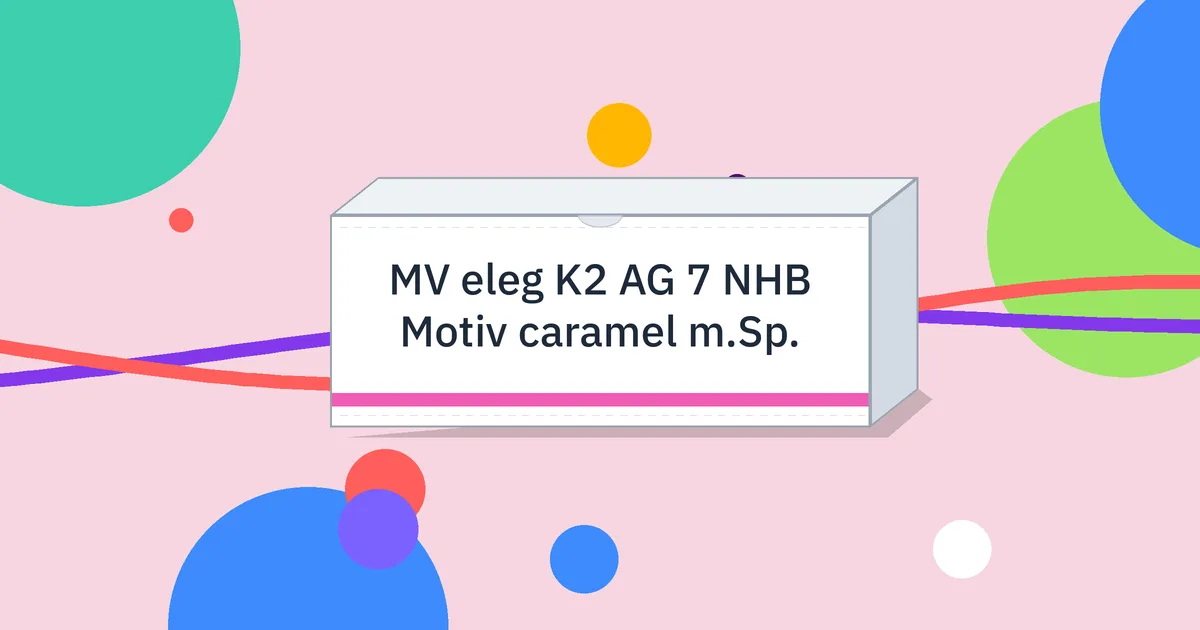 Symbolbild: Packung mit der Aufschrift MV eleg K2 AG 7 NHB Motiv caramel m.Sp. (PZN 15722822) – Verfügbarkeit und Bezug in Apotheken in Frankfurt am Main
