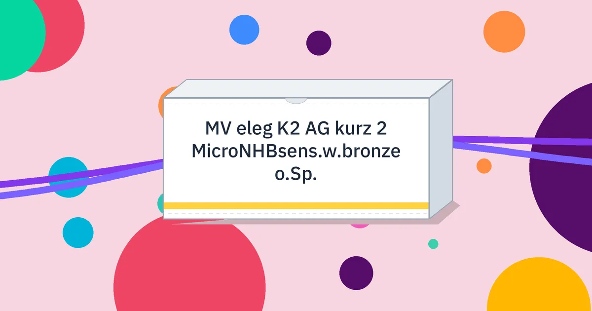 Symbolbild: Packung mit der Aufschrift MV eleg K2 AG kurz 2 MicroNHBsens.w.bronze o.Sp. (PZN 15711273) – Verfügbarkeit und Bezug in Apotheken in Frankfurt am Main