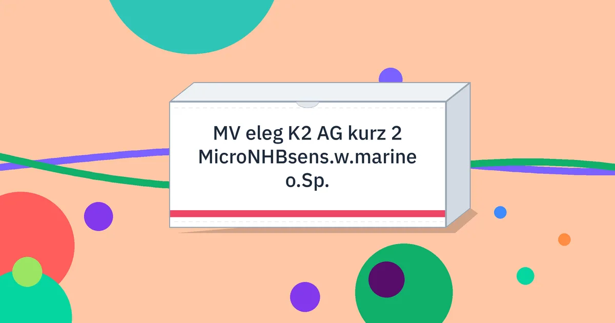 Symbolbild: Packung mit der Aufschrift MV eleg K2 AG kurz 2 MicroNHBsens.w.marine o.Sp. (PZN 15711706) – Verfügbarkeit und Bezug in Apotheken in Frankfurt am Main