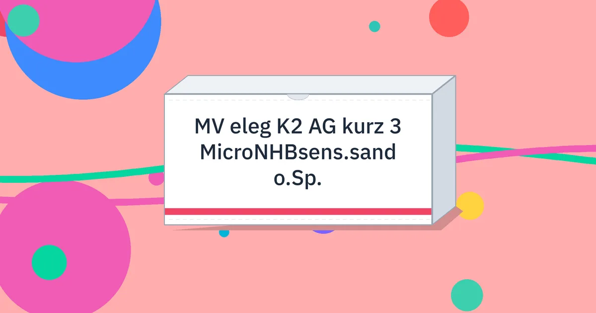 Symbolbild: Packung mit der Aufschrift MV eleg K2 AG kurz 3 MicroNHBsens.sand o.Sp. (PZN 18926991) – Verfügbarkeit und Bezug in Apotheken in Frankfurt am Main