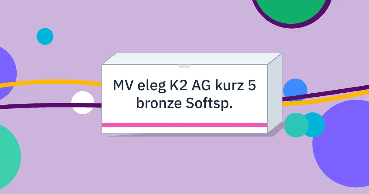 Symbolbild: Packung mit der Aufschrift MV eleg K2 AG kurz 5 bronze Softsp. (PZN 14717411) – Verfügbarkeit und Bezug in Apotheken in Frankfurt am Main