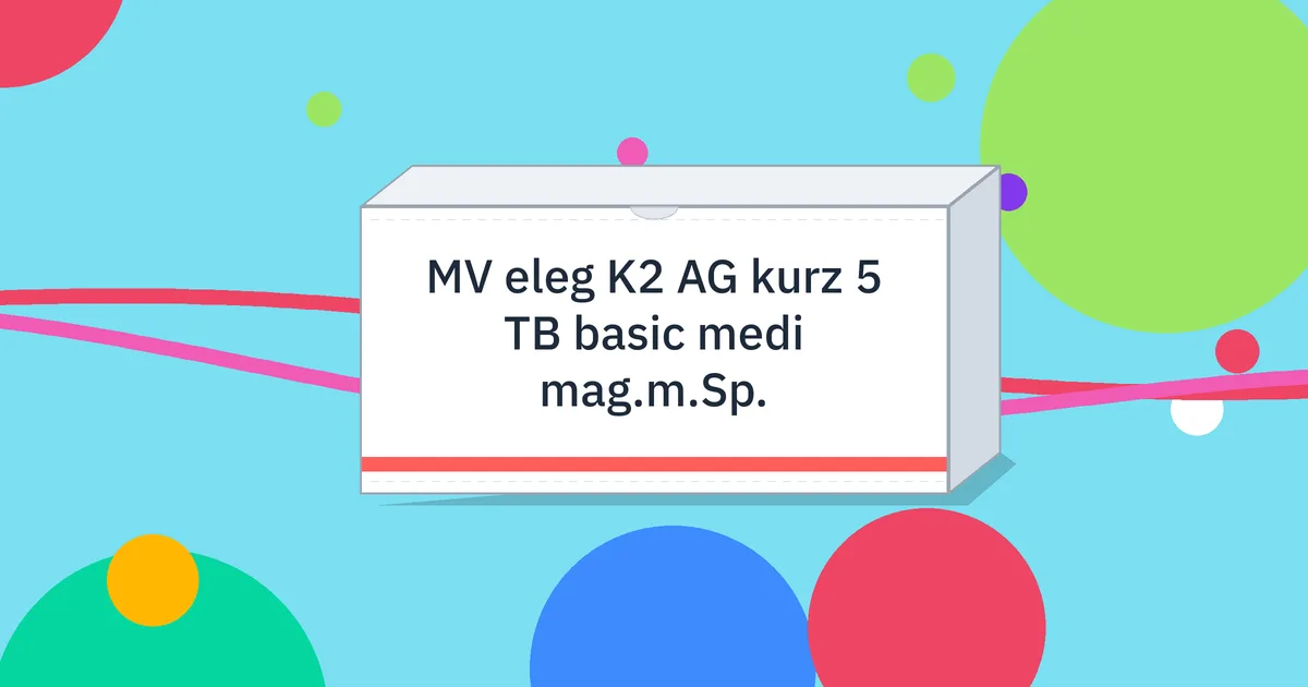 Symbolbild: Packung mit der Aufschrift MV eleg K2 AG kurz 5 TB basic medi mag.m.Sp. (PZN 14638924) – Verfügbarkeit und Bezug in Apotheken in Frankfurt am Main