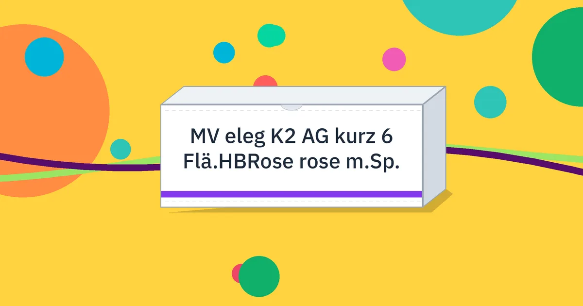 Symbolbild: Packung mit der Aufschrift MV eleg K2 AG kurz 6 Flä.HBRose rose m.Sp. (PZN 15703977) – Verfügbarkeit und Bezug in Apotheken in Frankfurt am Main