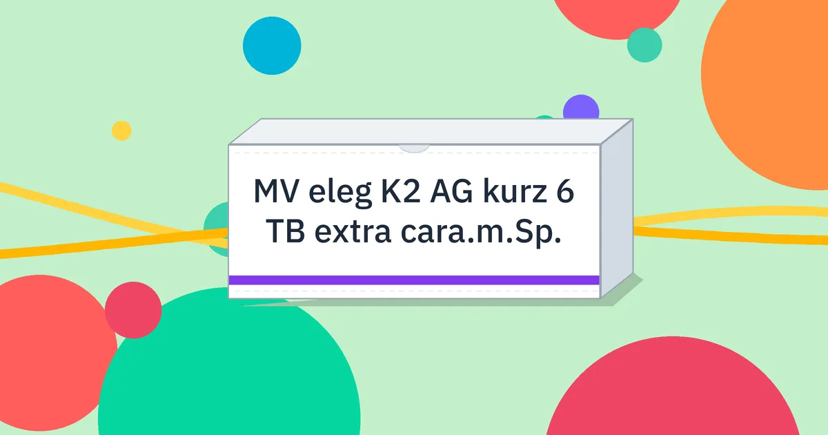 Symbolbild: Packung mit der Aufschrift MV eleg K2 AG kurz 6 TB extra cara.m.Sp. (PZN 09878715) – Verfügbarkeit und Bezug in Apotheken in Frankfurt am Main