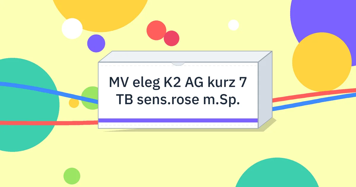 Symbolbild: Packung mit der Aufschrift MV eleg K2 AG kurz 7 TB sens.rose m.Sp. (PZN 14697252) – Verfügbarkeit und Bezug in Apotheken in Frankfurt am Main