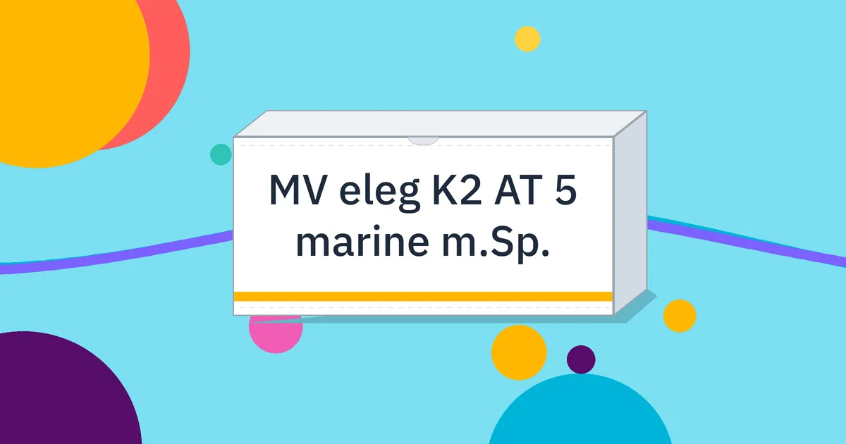 Symbolbild: Packung mit der Aufschrift MV eleg K2 AT 5 marine m.Sp. (PZN 15286427) – Verfügbarkeit und Bezug in Apotheken in Frankfurt am Main