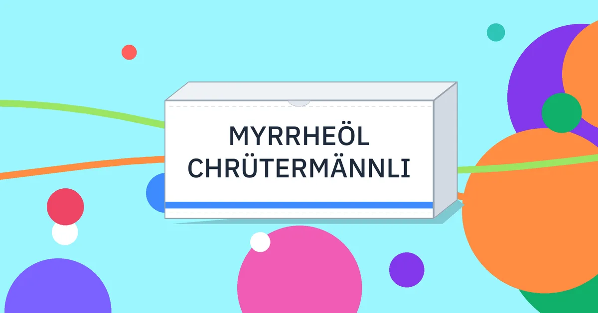 Symbolbild: Packung mit der Aufschrift MYRRHEÖL CHRÜTERMÄNNLI (PZN 07197023) – Verfügbarkeit und Bezug in Apotheken in Frankfurt am Main