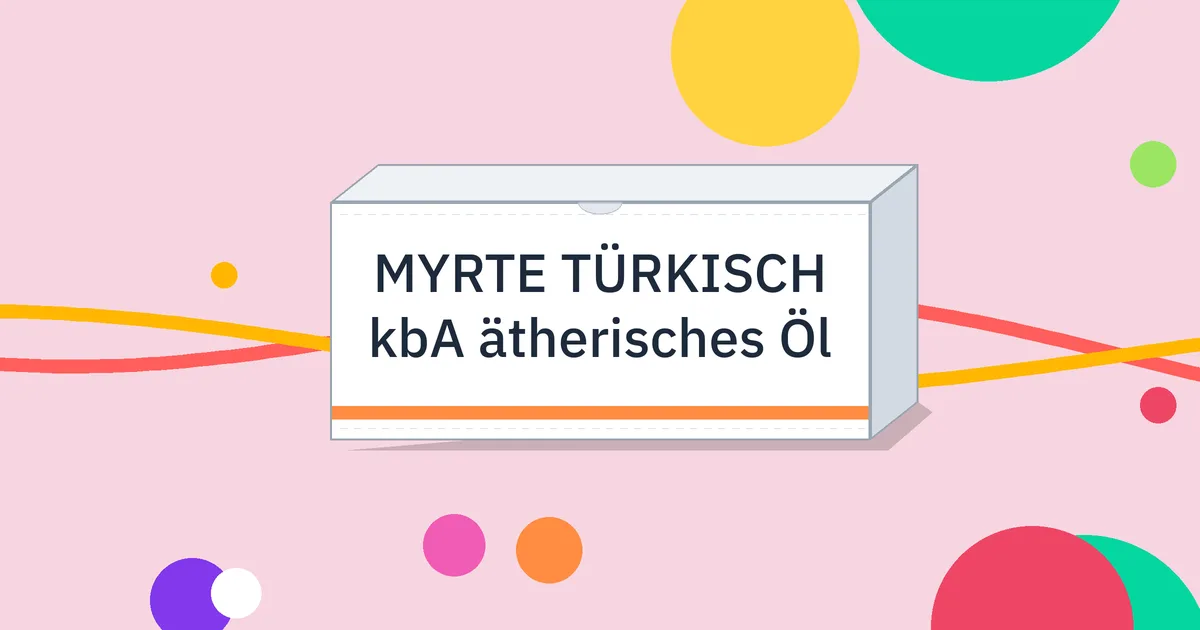Symbolbild: Packung mit der Aufschrift MYRTE TÜRKISCH kbA ätherisches Öl (PZN 00721053) – Verfügbarkeit und Bezug in Apotheken in Frankfurt am Main