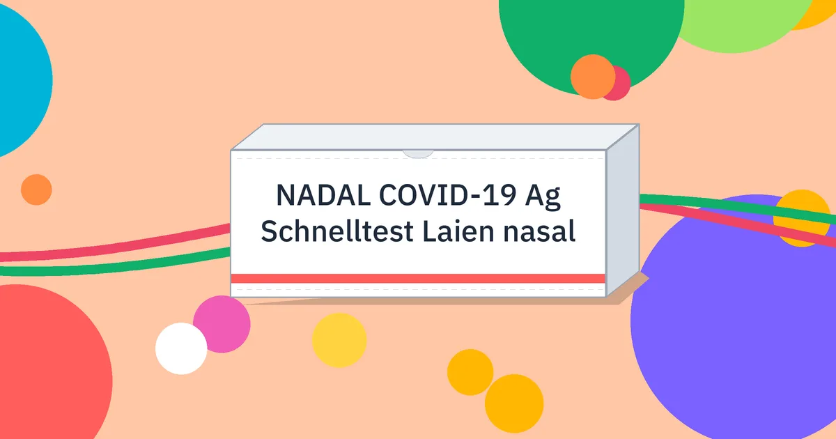 Symbolbild: Packung mit der Aufschrift NADAL COVID-19 Ag Schnelltest Laien nasal (PZN 19192491) – Verfügbarkeit und Bezug in Apotheken in Frankfurt am Main