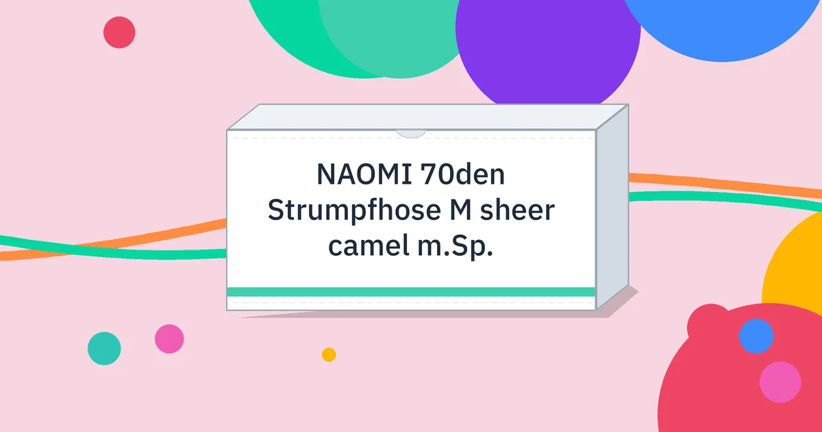 Symbolbild: Packung mit der Aufschrift NAOMI 70den Strumpfhose M sheer camel m.Sp. (PZN 16179780) – Verfügbarkeit und Bezug in Apotheken in Frankfurt am Main