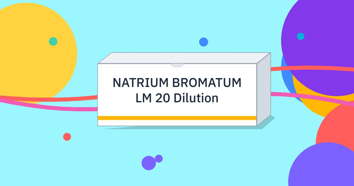 Symbolbild: Packung mit der Aufschrift NATRIUM BROMATUM LM 20 Dilution (PZN 12961319) – Verfügbarkeit und Bezug in Apotheken in Frankfurt am Main