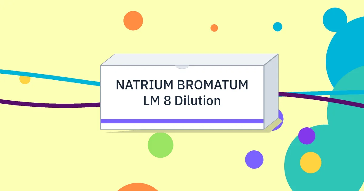 Symbolbild: Packung mit der Aufschrift NATRIUM BROMATUM LM 8 Dilution (PZN 12961176) – Verfügbarkeit und Bezug in Apotheken in Frankfurt am Main