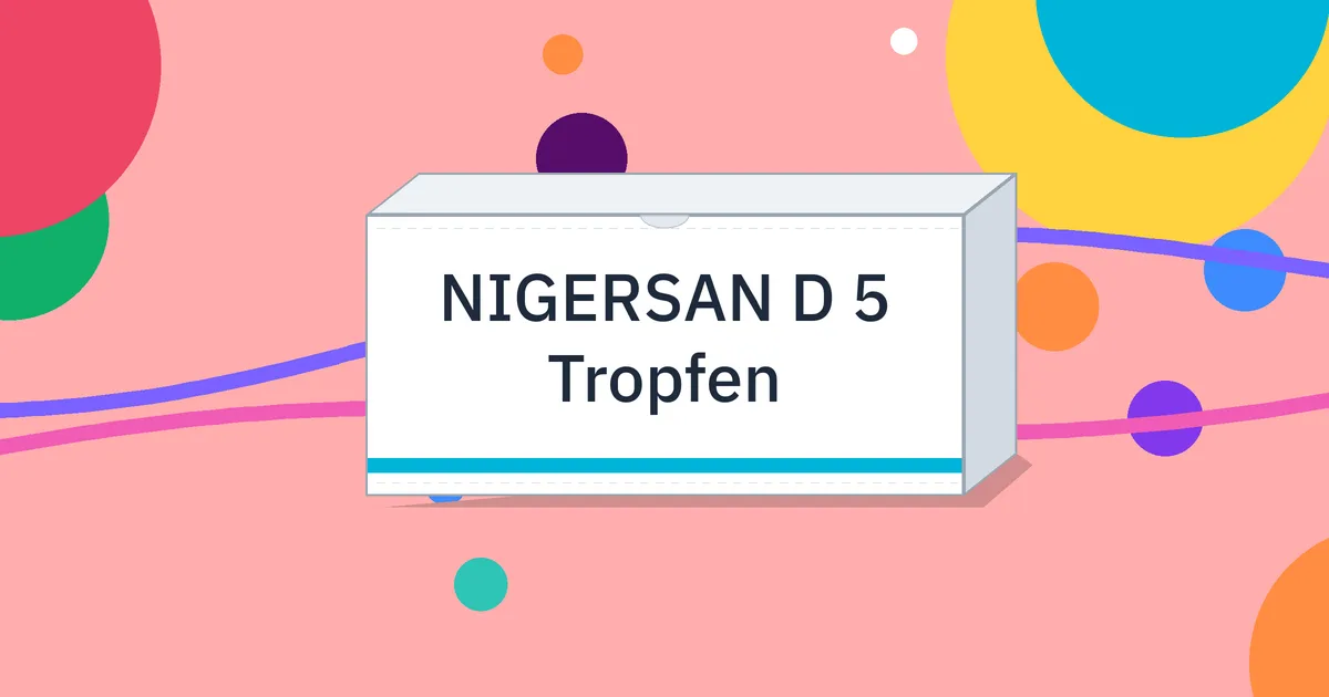 Symbolbild: Packung mit der Aufschrift NIGERSAN D 5 Tropfen (PZN 03206860) – Verfügbarkeit und Bezug in Apotheken in Frankfurt am Main