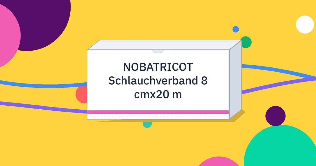 Symbolbild: Packung mit der Aufschrift NOBATRICOT Schlauchverband 8 cmx20 m (PZN 06469554) – Verfügbarkeit und Bezug in Apotheken in Frankfurt am Main