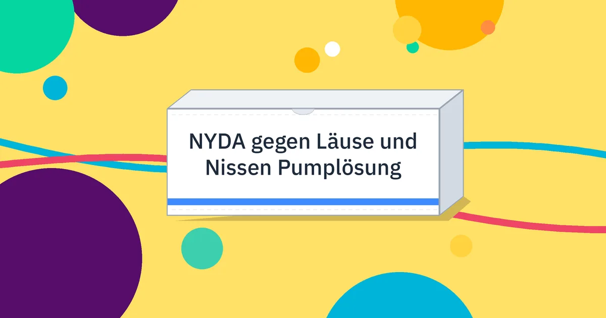 Symbolbild: Packung mit der Aufschrift NYDA gegen Läuse und Nissen Pumplösung (PZN 10045699) – Verfügbarkeit und Bezug in Apotheken in Frankfurt am Main