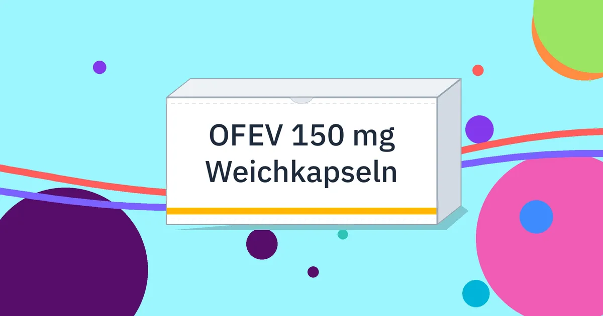 Symbolbild: Packung mit der Aufschrift OFEV 150 mg Weichkapseln (PZN 18395536) – Verfügbarkeit und Bezug in Apotheken in Frankfurt am Main