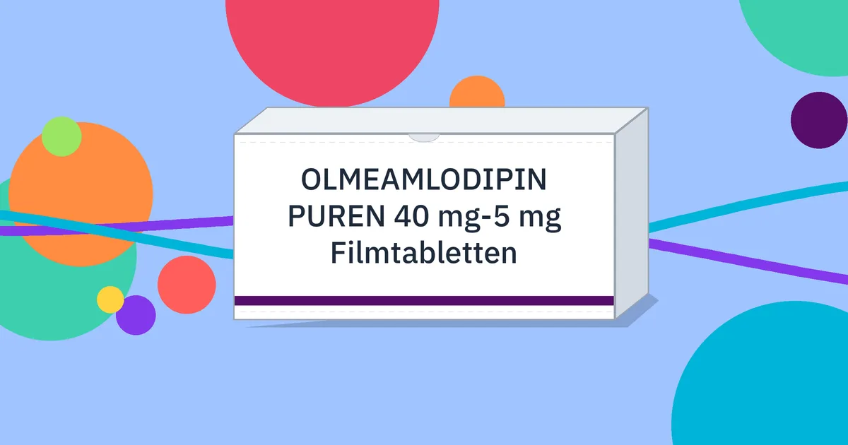Symbolbild: Packung mit der Aufschrift OLMEAMLODIPIN PUREN 40 mg-5 mg Filmtabletten (PZN 18457183) – Verfügbarkeit und Bezug in Apotheken in Frankfurt am Main