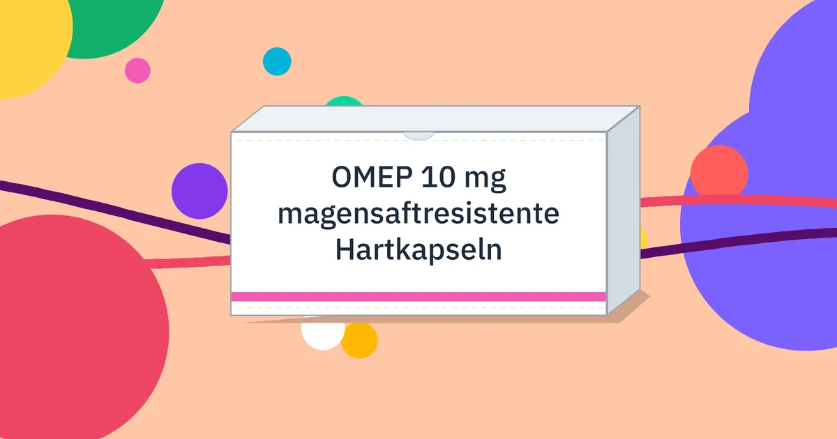 Symbolbild: Packung mit der Aufschrift OMEP 10 mg magensaftresistente Hartkapseln (PZN 01012560) – Verfügbarkeit und Bezug in Apotheken in Frankfurt am Main