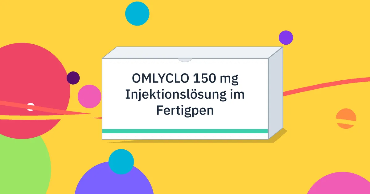 Symbolbild: Packung mit der Aufschrift OMLYCLO 150 mg Injektionslösung im Fertigpen (PZN 20300069) – Verfügbarkeit und Bezug in Apotheken in Frankfurt am Main