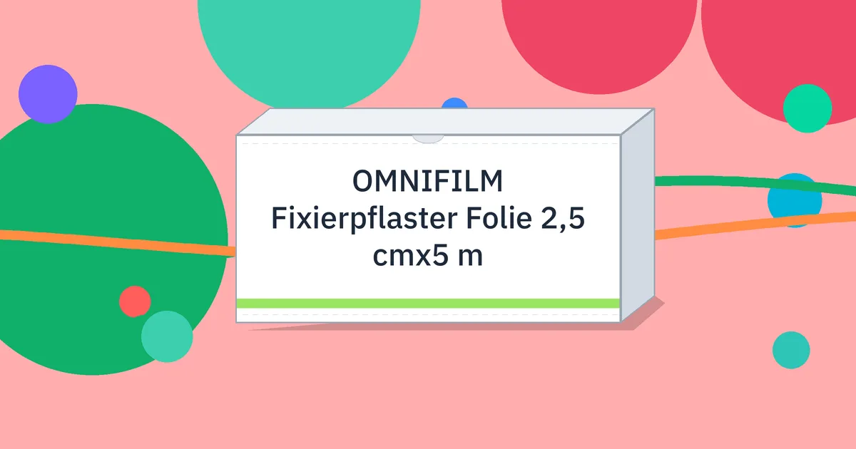 Symbolbild: Packung mit der Aufschrift OMNIFILM Fixierpflaster Folie 2,5 cmx5 m (PZN 11163254) – Verfügbarkeit und Bezug in Apotheken in Frankfurt am Main