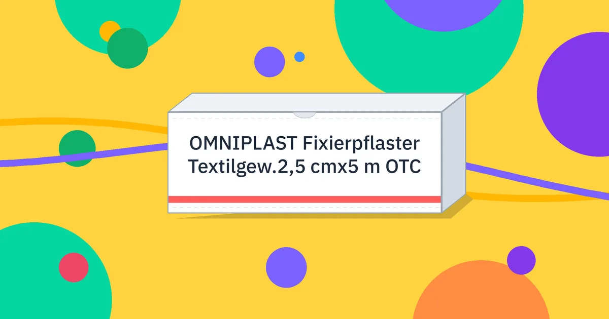 Symbolbild: Packung mit der Aufschrift OMNIPLAST Fixierpflaster Textilgew.2,5 cmx5 m OTC (PZN 16885874) – Verfügbarkeit und Bezug in Apotheken in Frankfurt am Main