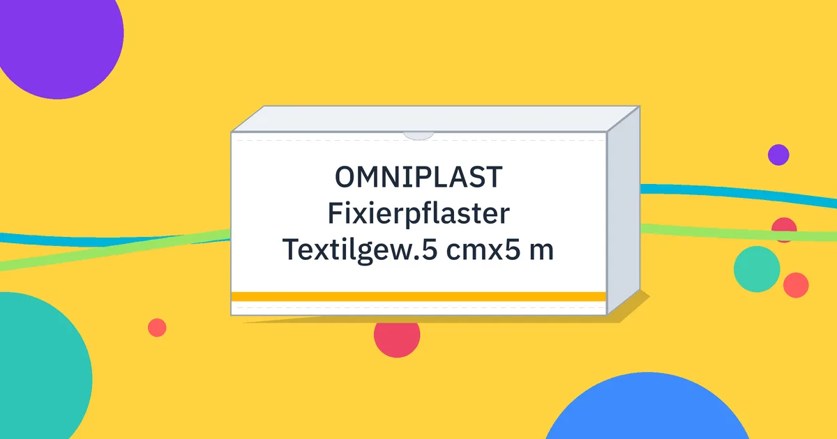Symbolbild: Packung mit der Aufschrift OMNIPLAST Fixierpflaster Textilgew.5 cmx5 m (PZN 14443238) – Verfügbarkeit und Bezug in Apotheken in Frankfurt am Main