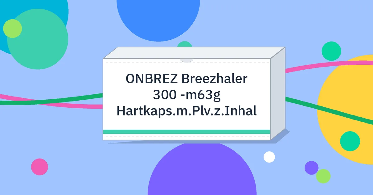 Symbolbild: Packung mit der Aufschrift ONBREZ Breezhaler 300 -m63g Hartkaps.m.Plv.z.Inhal (PZN 07550063) – Verfügbarkeit und Bezug in Apotheken in Frankfurt am Main