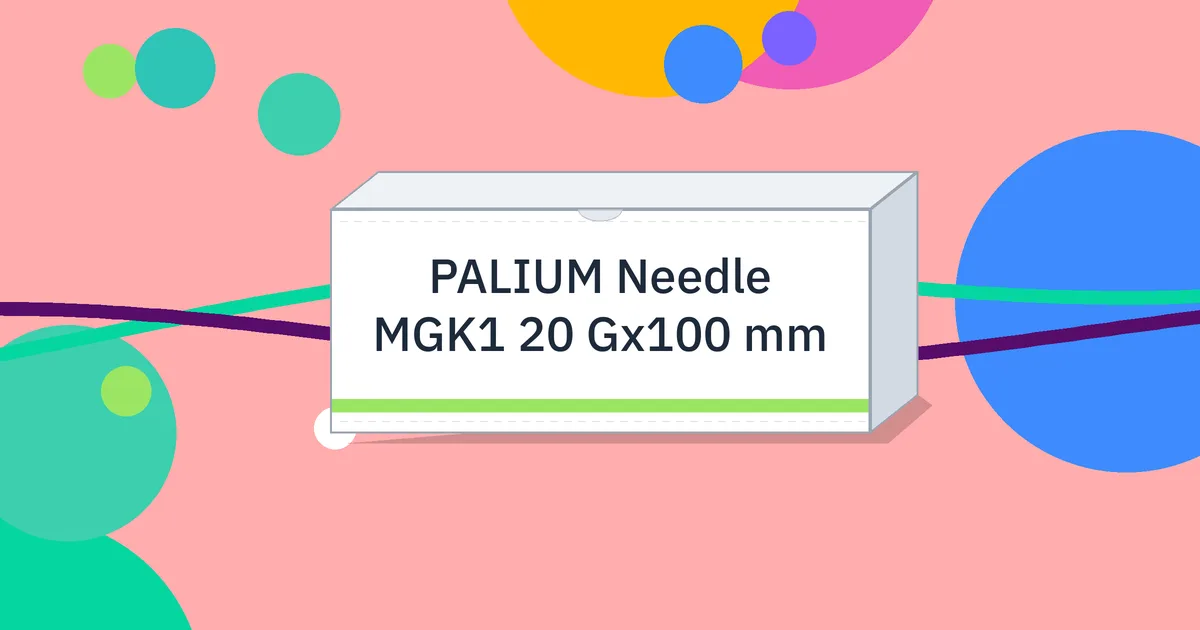 Symbolbild: Packung mit der Aufschrift PALIUM Needle MGK1 20 Gx100 mm (PZN 19734615) – Verfügbarkeit und Bezug in Apotheken in Frankfurt am Main