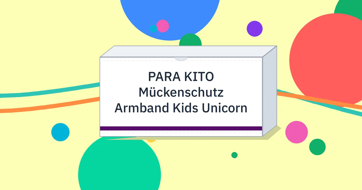 Symbolbild: Packung mit der Aufschrift PARA KITO Mückenschutz Armband Kids Unicorn (PZN 19132201) – Verfügbarkeit und Bezug in Apotheken in Frankfurt am Main