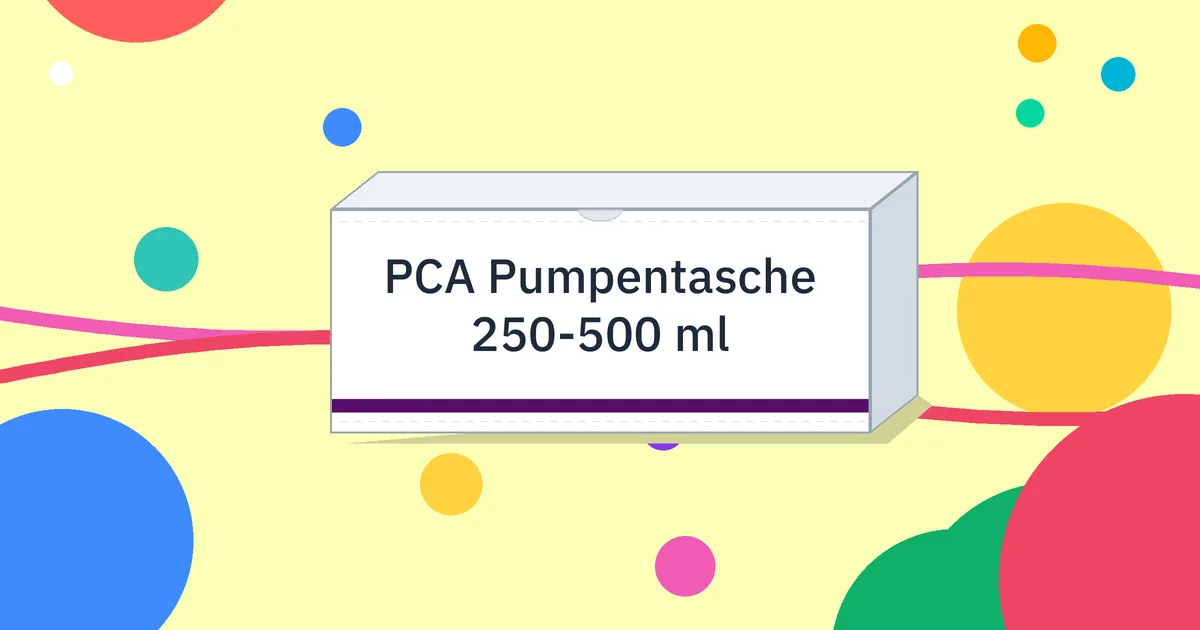 Symbolbild: Packung mit der Aufschrift PCA Pumpentasche 250-500 ml (PZN 18231668) – Verfügbarkeit und Bezug in Apotheken in Frankfurt am Main