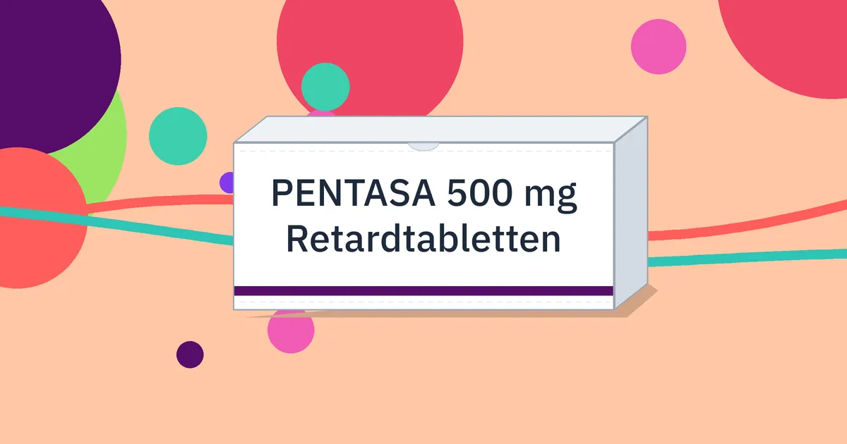 Symbolbild: Packung mit der Aufschrift PENTASA 500 mg Retardtabletten (PZN 02815982) – Verfügbarkeit und Bezug in Apotheken in Frankfurt am Main