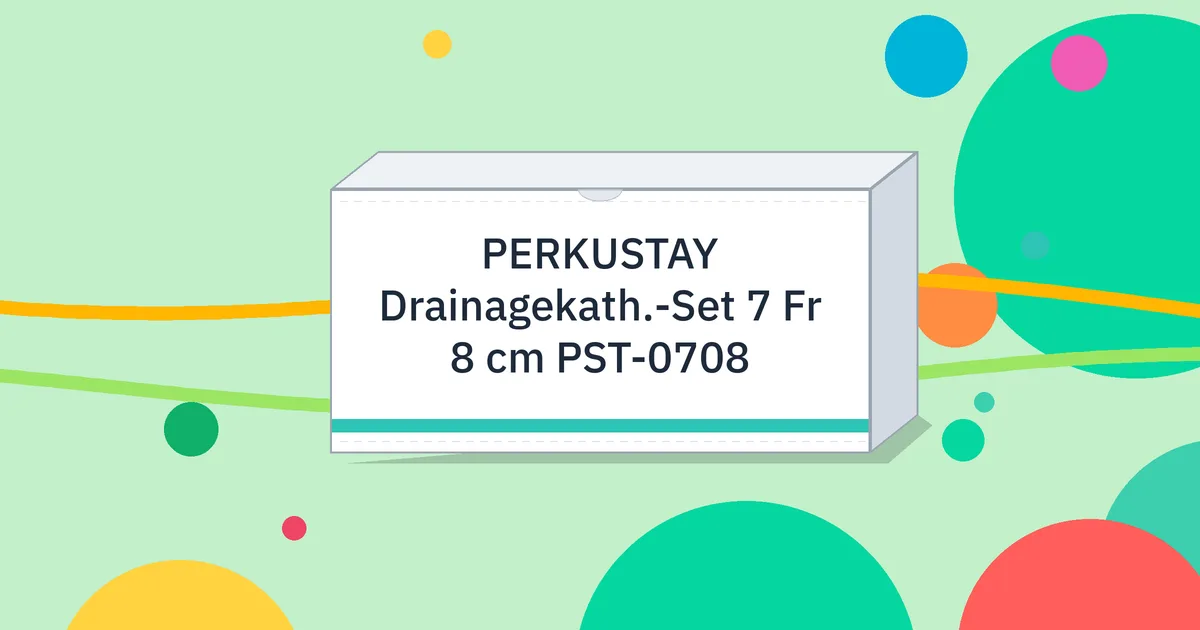 Symbolbild: Packung mit der Aufschrift PERKUSTAY Drainagekath.-Set 7 Fr 8 cm PST-0708 (PZN 14185931) – Verfügbarkeit und Bezug in Apotheken in Frankfurt am Main