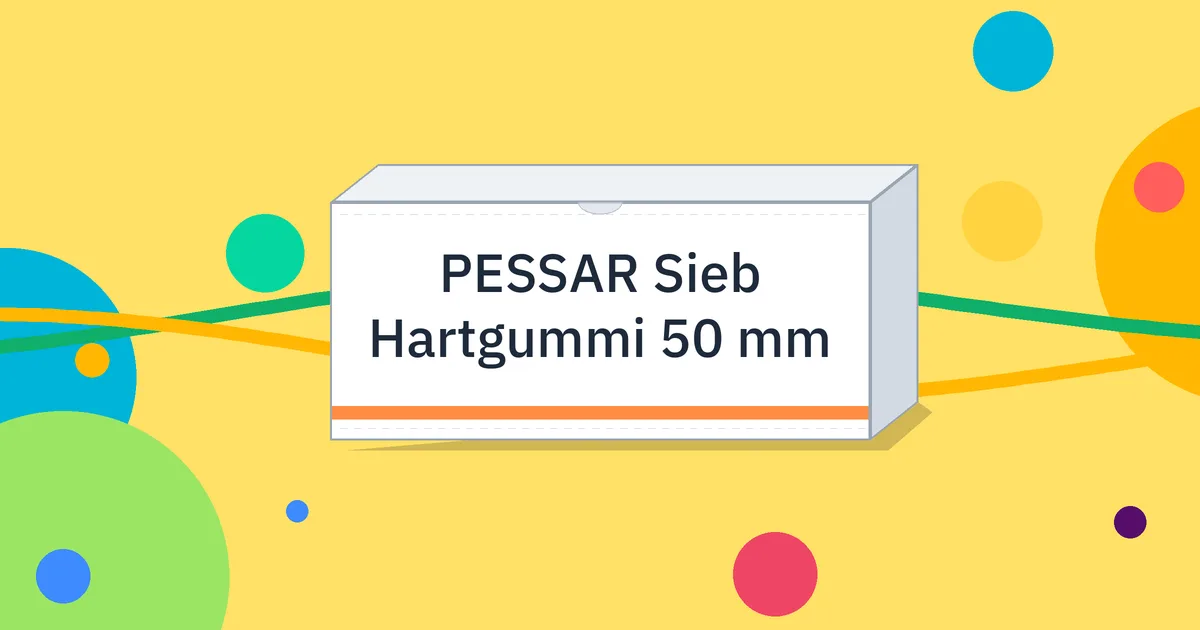 Symbolbild: Packung mit der Aufschrift PESSAR Sieb Hartgummi 50 mm (PZN 01733986) – Verfügbarkeit und Bezug in Apotheken in Frankfurt am Main
