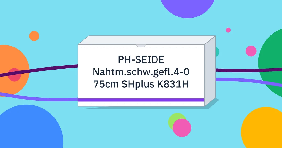 Symbolbild: Packung mit der Aufschrift PH-SEIDE Nahtm.schw.gefl.4-0 75cm SHplus K831H (PZN 16806521) – Verfügbarkeit und Bezug in Apotheken in Frankfurt am Main