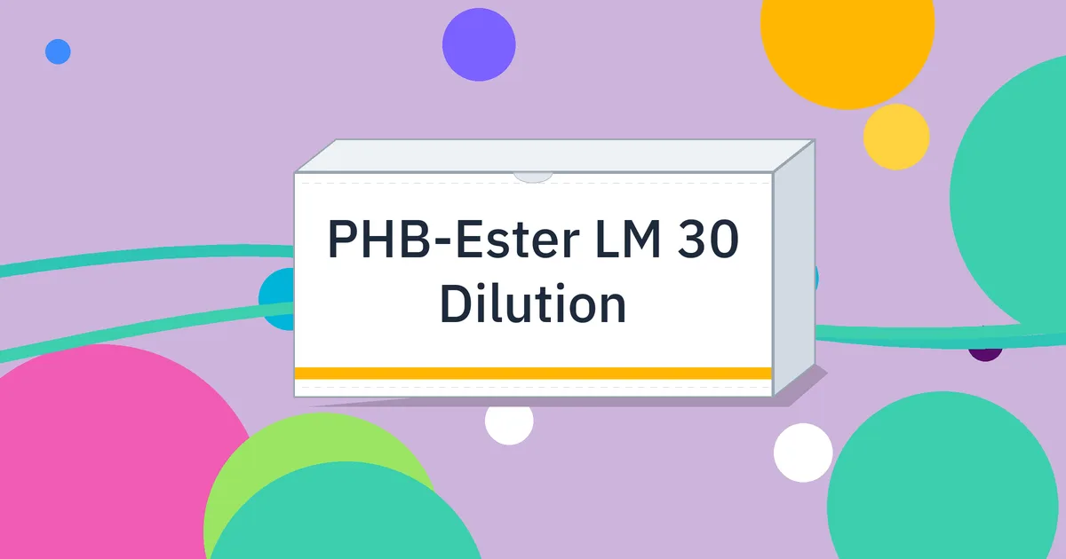 Symbolbild: Packung mit der Aufschrift PHB-Ester LM 30 Dilution (PZN 12978320) – Verfügbarkeit und Bezug in Apotheken in Frankfurt am Main