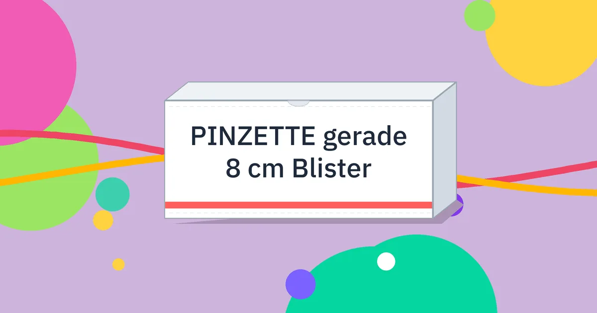 Symbolbild: Packung mit der Aufschrift PINZETTE gerade 8 cm Blister (PZN 01595484) – Verfügbarkeit und Bezug in Apotheken in Frankfurt am Main