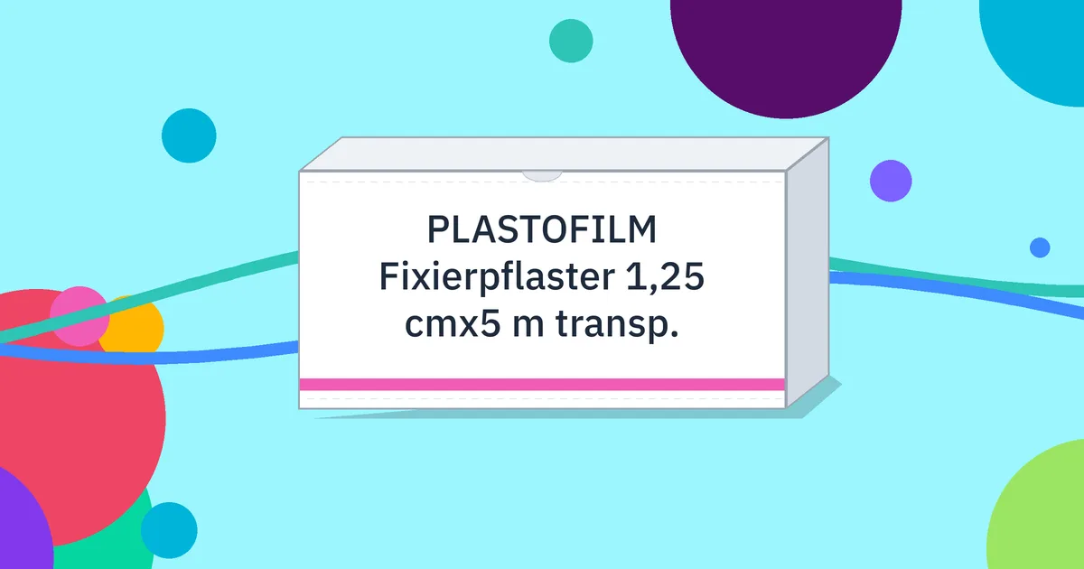 Symbolbild: Packung mit der Aufschrift PLASTOFILM Fixierpflaster 1,25 cmx5 m transp. (PZN 10269281) – Verfügbarkeit und Bezug in Apotheken in Frankfurt am Main