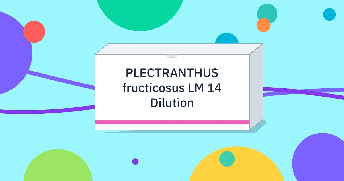 Symbolbild: Packung mit der Aufschrift PLECTRANTHUS fructicosus LM 14 Dilution (PZN 13648530) – Verfügbarkeit und Bezug in Apotheken in Frankfurt am Main