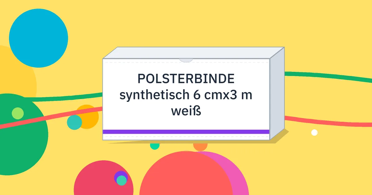 Symbolbild: Packung mit der Aufschrift POLSTERBINDE synthetisch 6 cmx3 m weiß (PZN 09781476) – Verfügbarkeit und Bezug in Apotheken in Frankfurt am Main
