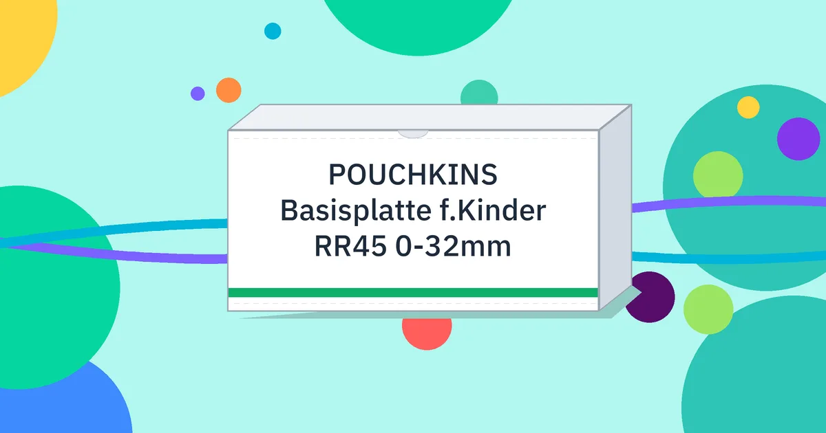 Symbolbild: Packung mit der Aufschrift POUCHKINS Basisplatte f.Kinder RR45 0-32mm (PZN 00756614) – Verfügbarkeit und Bezug in Apotheken in Frankfurt am Main