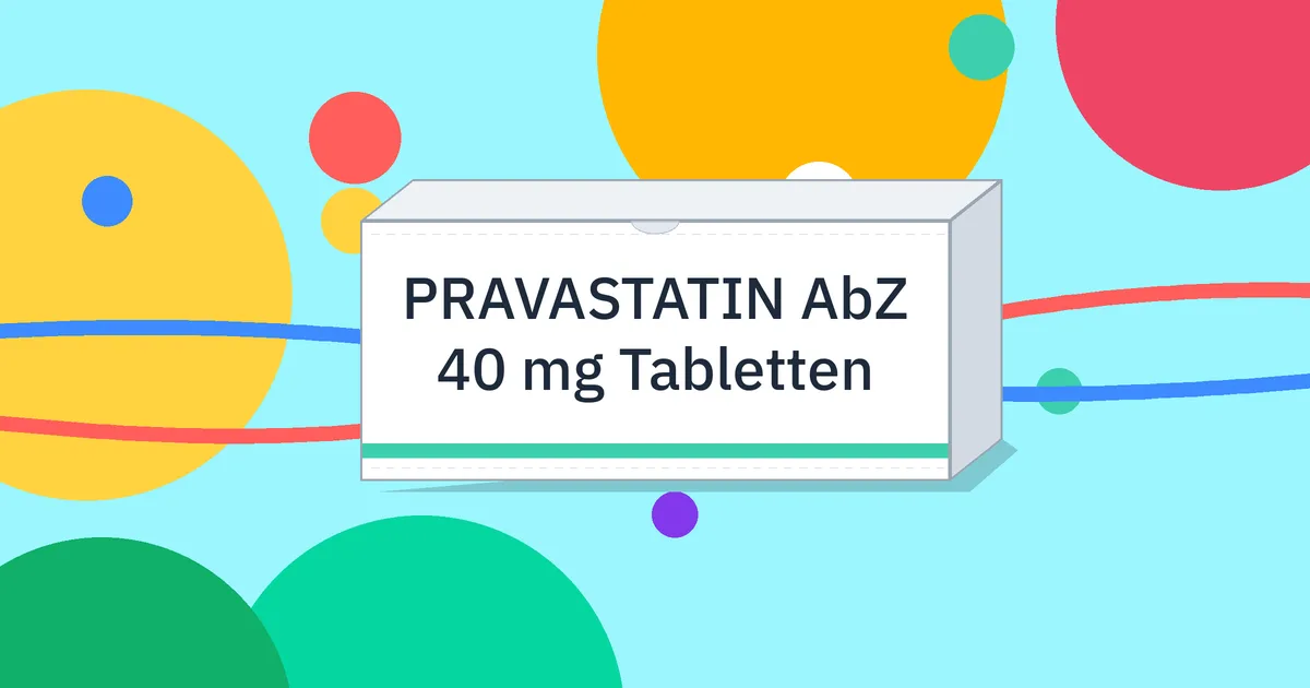 Symbolbild: Packung mit der Aufschrift PRAVASTATIN AbZ 40 mg Tabletten (PZN 00844821) – Verfügbarkeit und Bezug in Apotheken in Frankfurt am Main