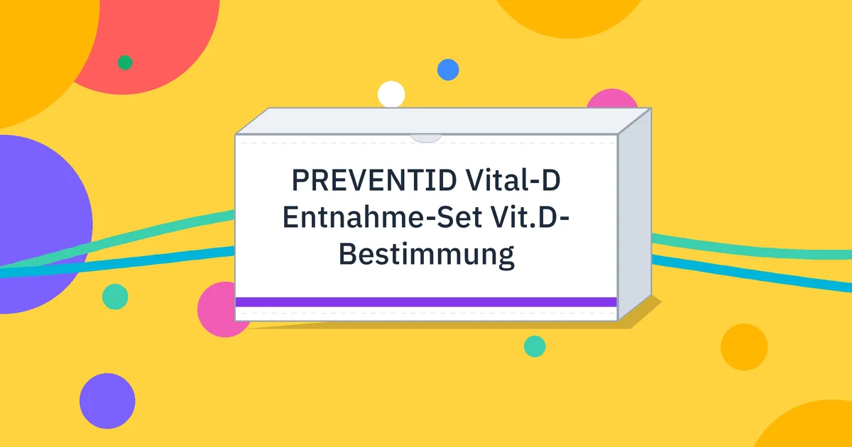 Symbolbild: Packung mit der Aufschrift PREVENTID Vital-D Entnahme-Set Vit.D-Bestimmung (PZN 18104409) – Verfügbarkeit und Bezug in Apotheken in Frankfurt am Main
