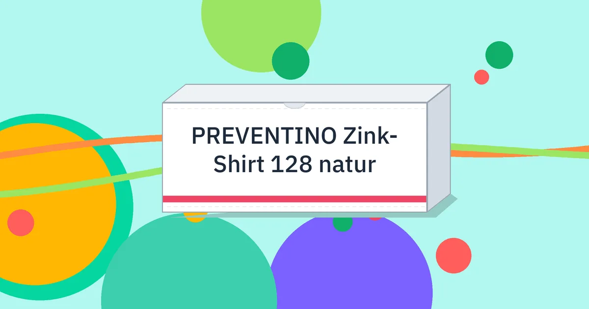 Symbolbild: Packung mit der Aufschrift PREVENTINO Zink-Shirt 128 natur (PZN 12446818) – Verfügbarkeit und Bezug in Apotheken in Frankfurt am Main