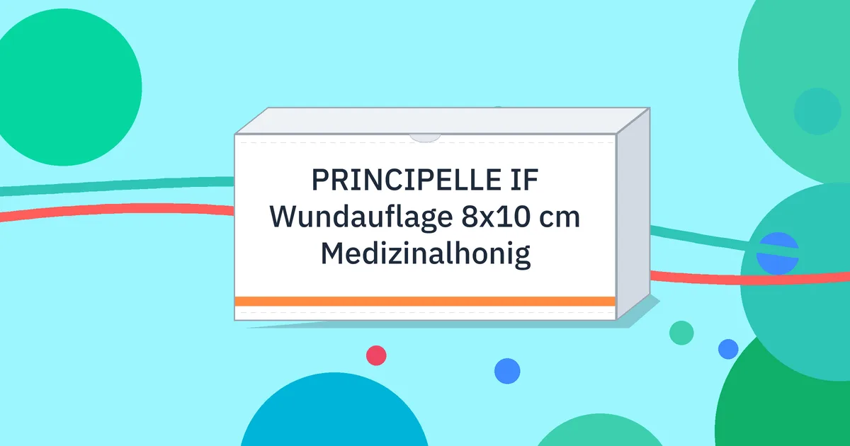 Symbolbild: Packung mit der Aufschrift PRINCIPELLE IF Wundauflage 8x10 cm Medizinalhonig (PZN 19958711) – Verfügbarkeit und Bezug in Apotheken in Frankfurt am Main