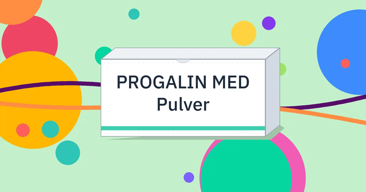 Symbolbild: Packung mit der Aufschrift PROGALIN MED Pulver (PZN 11857347) – Verfügbarkeit und Bezug in Apotheken in Frankfurt am Main