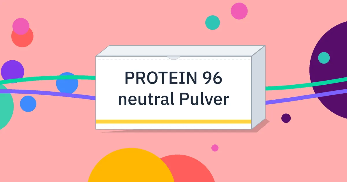 Symbolbild: Packung mit der Aufschrift PROTEIN 96 neutral Pulver (PZN 10534122) – Verfügbarkeit und Bezug in Apotheken in Frankfurt am Main