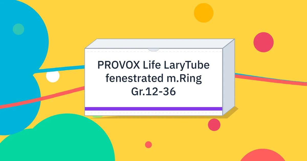 Symbolbild: Packung mit der Aufschrift PROVOX Life LaryTube fenestrated m.Ring Gr.12-36 (PZN 19625582) – Verfügbarkeit und Bezug in Apotheken in Frankfurt am Main